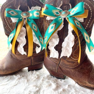 Handcrafted Boot Bows, Cowgirl Boots Accessory, Rodeo Ribbon and Lace ...