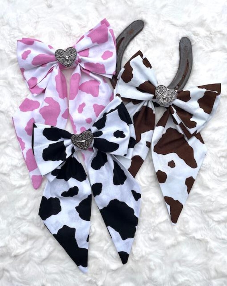 Western Cow Print Bows - Etsy