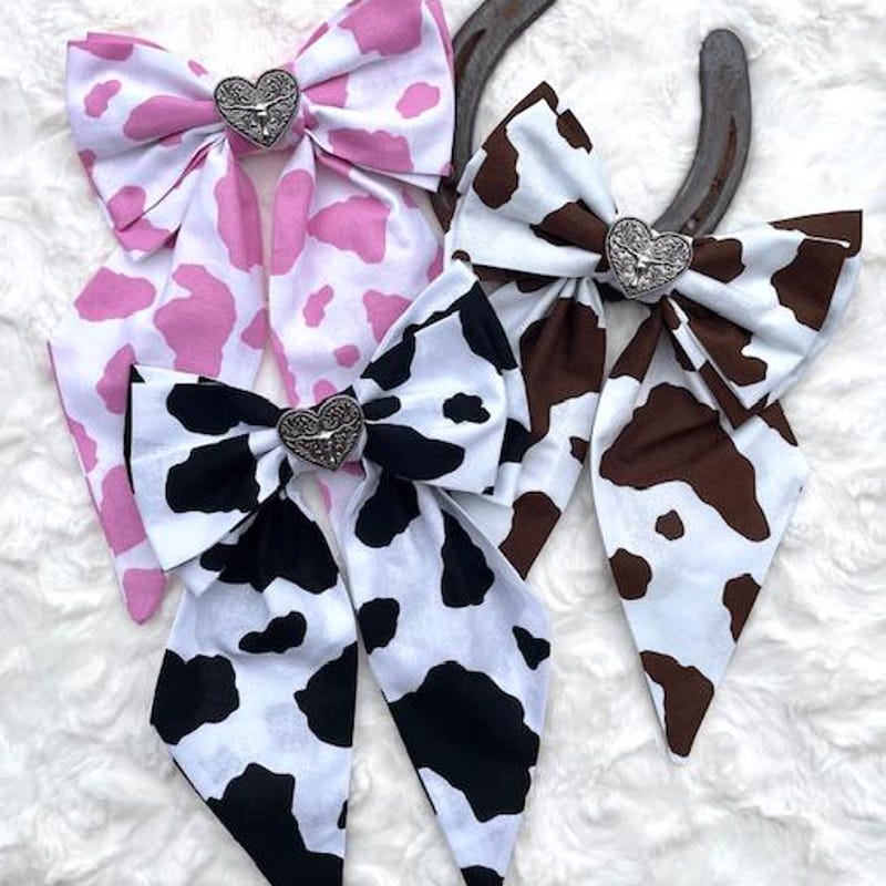 Cow Print Hair Bow - Etsy