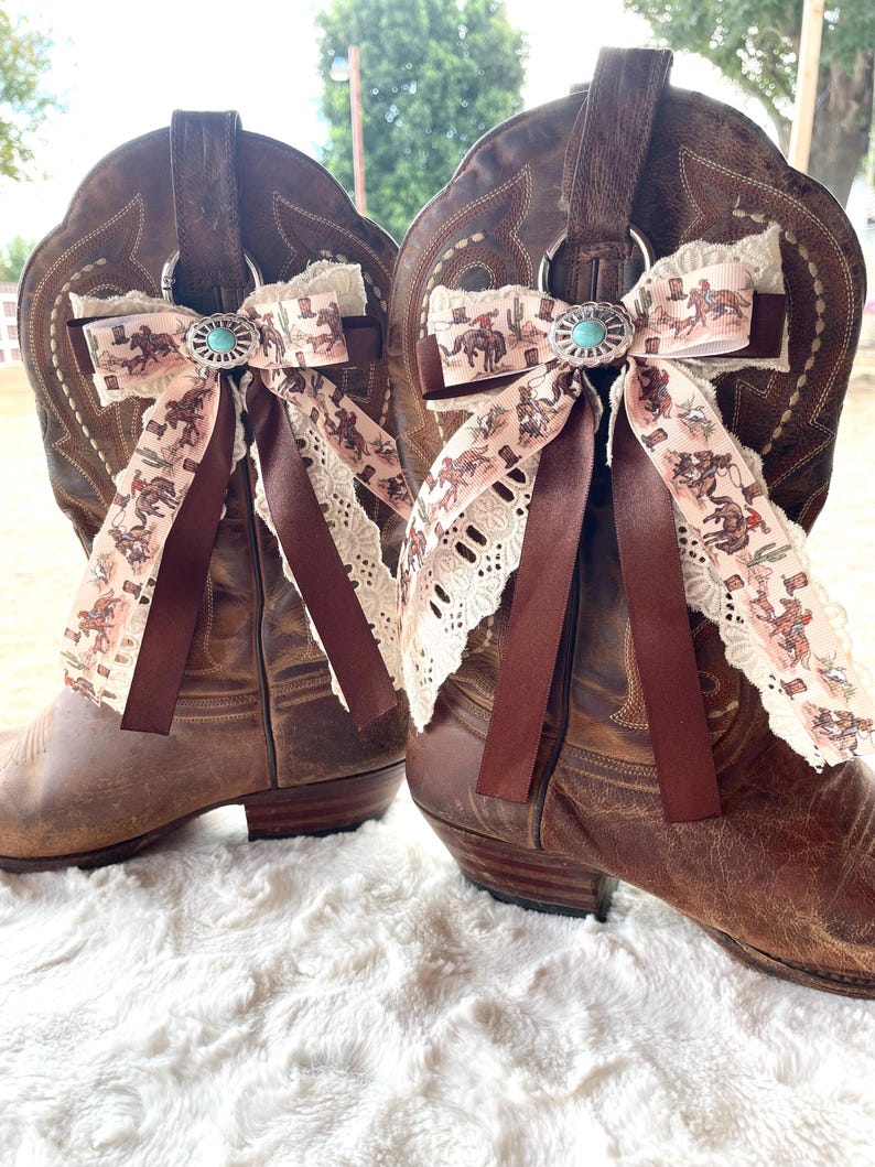 Handcrafted Boot Bows, Cowgirl Boots Accessory, Rodeo Ribbon and Lace ...