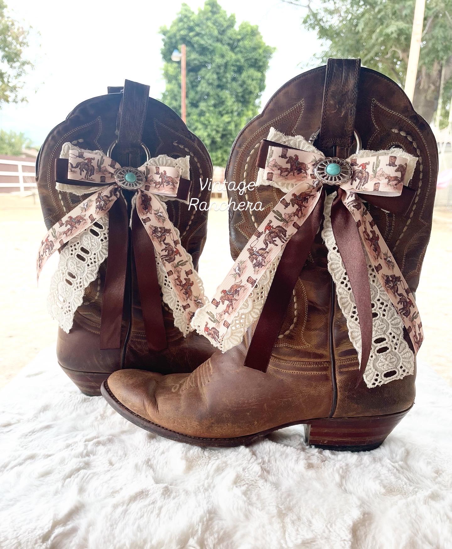 Handcrafted Boot Bows, Cowgirl Boots Accessory, Rodeo Ribbon and Lace ...