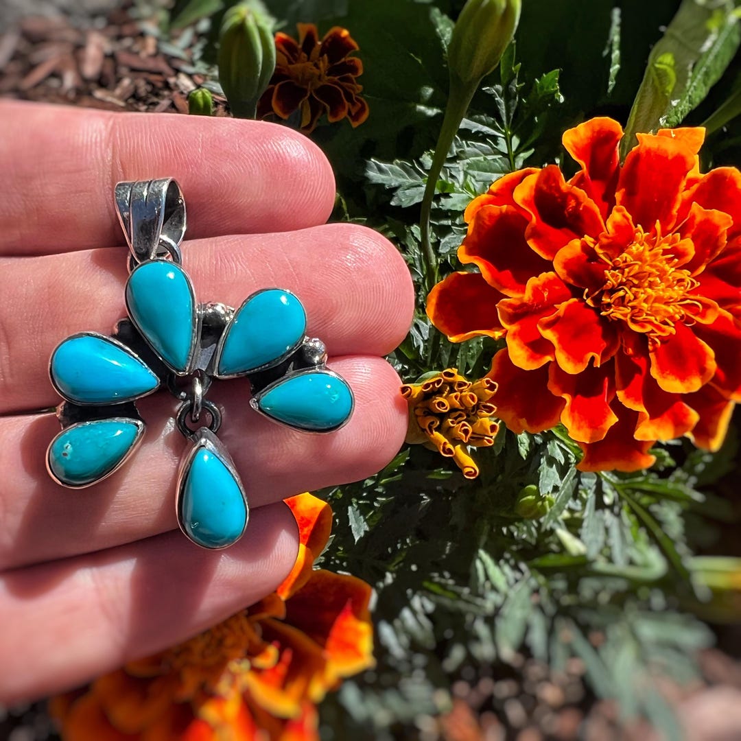 Authentic Turquoise Cluster Naja Pendant - Etsy