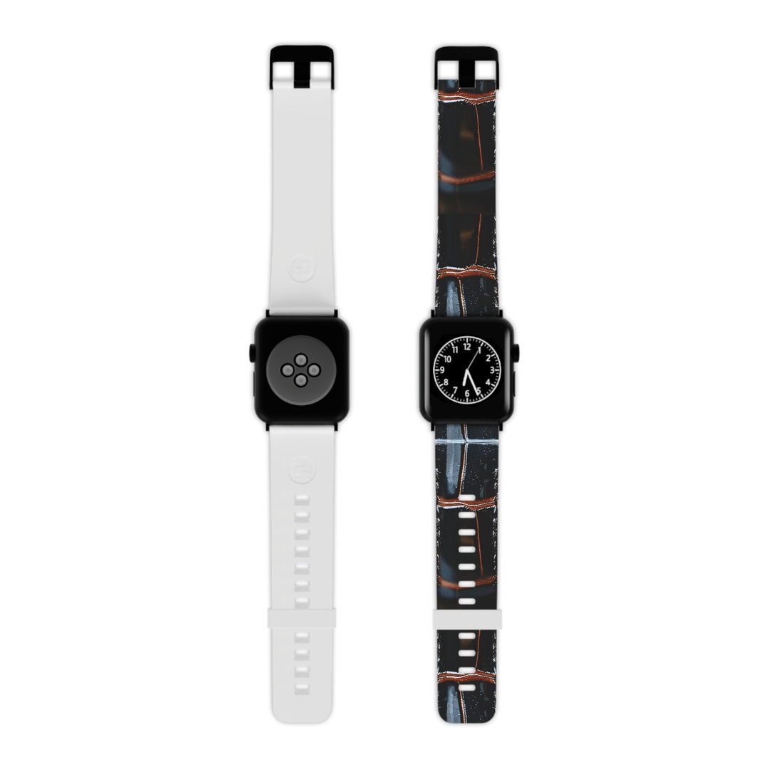 Black Leather Pattern Apple Watch Band Stylish Printed Strap for Apple ...