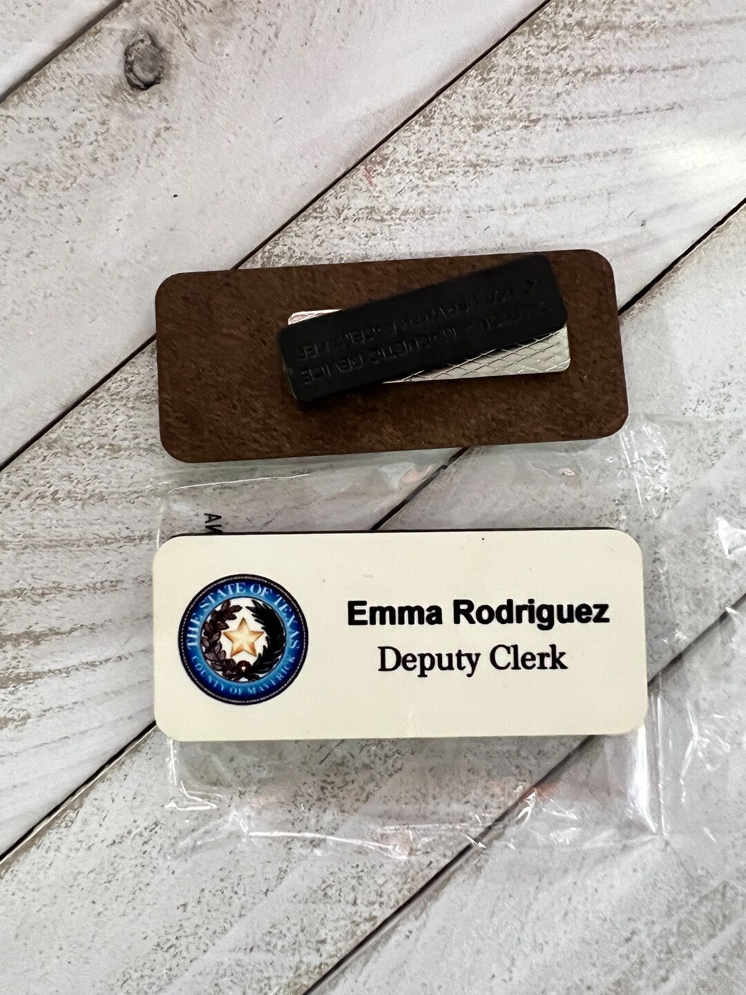 Personalized MDF Name Badge With Magnetic Holder - Custom Business Tag ...