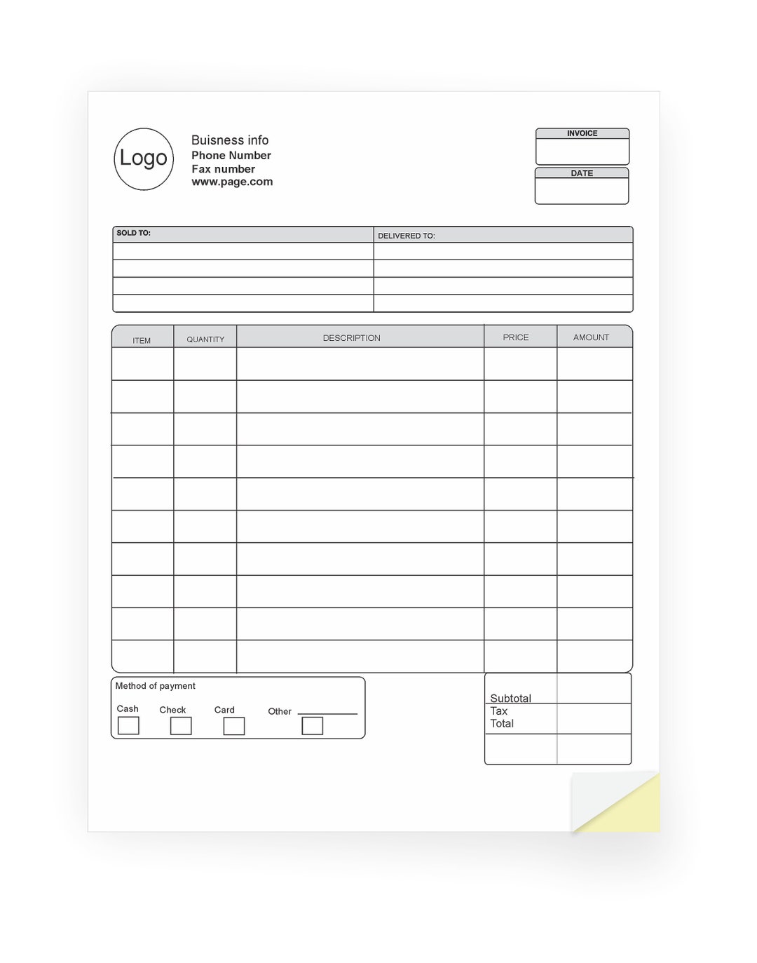 Custom Carbonless Invoice Form: Business Branding, 2-part (8.5x11in) - Etsy