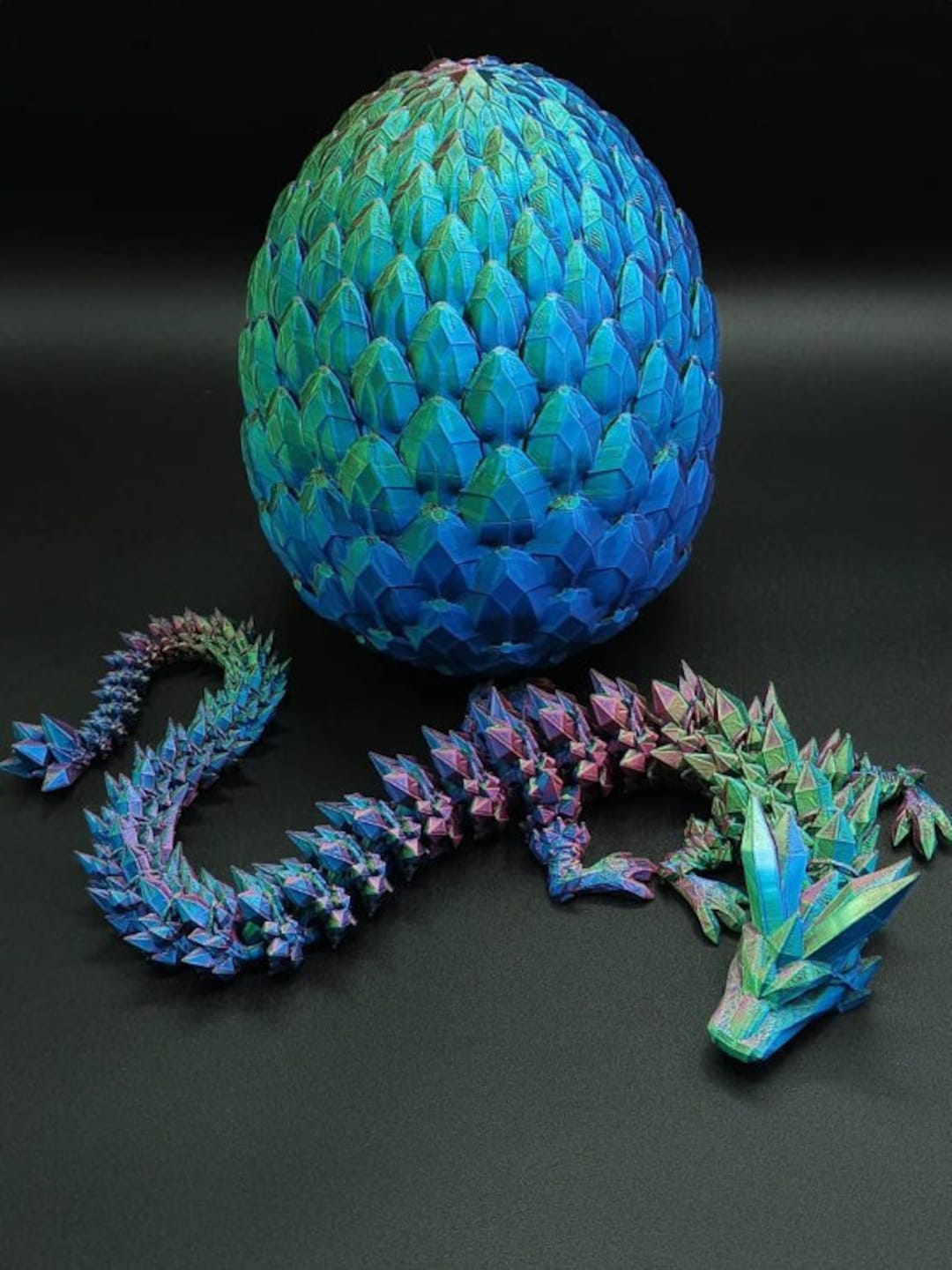 3D Printed Crystal Dragon, Dragon Egg, Articulated Dragon Figurine ...