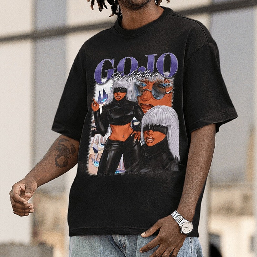 Me.gan 3 Stalli.on Gojo Satoru Cosplay Anime Shirt Meg.an the Stallion ...