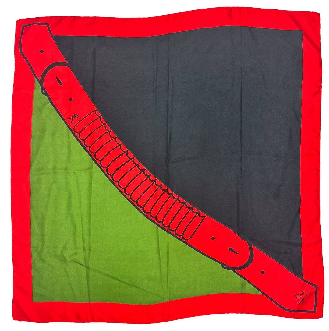 Roberta Di Camerino Italian Silk Scarf - Red, Black and Green - Etsy