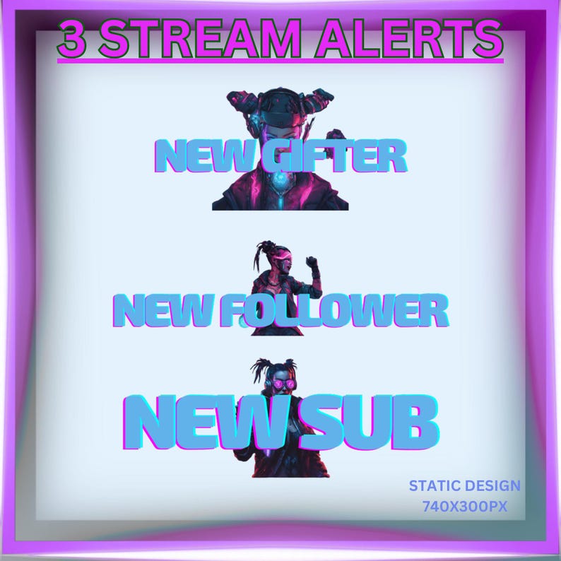 Neon City Cyberpunk Tiktok LIVE Overlay Kit: Animated Futuristic Stream ...