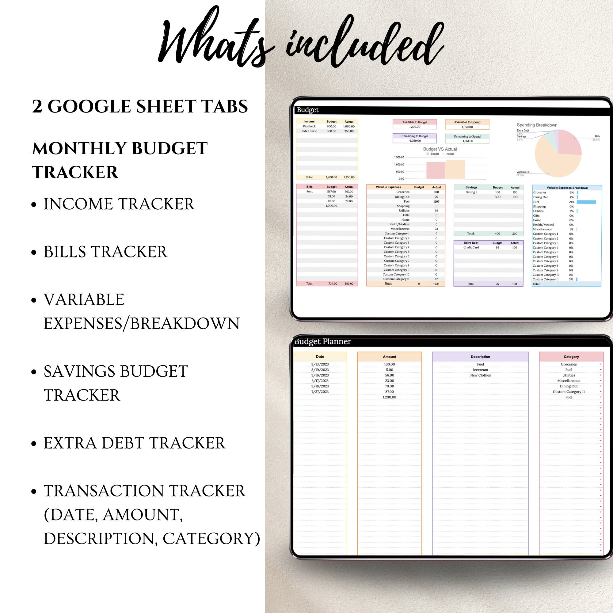 Income Budget Spreadsheet Template for Google Sheets, Budget Paycheck ...