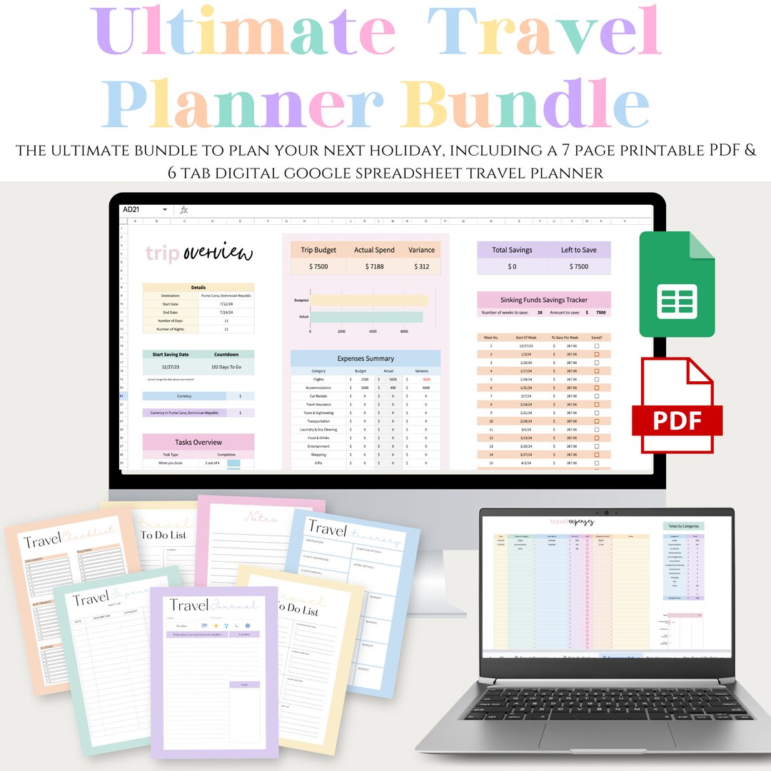 Travel Planner Bundle | Printable and Digital | Holiday Itinerary ...