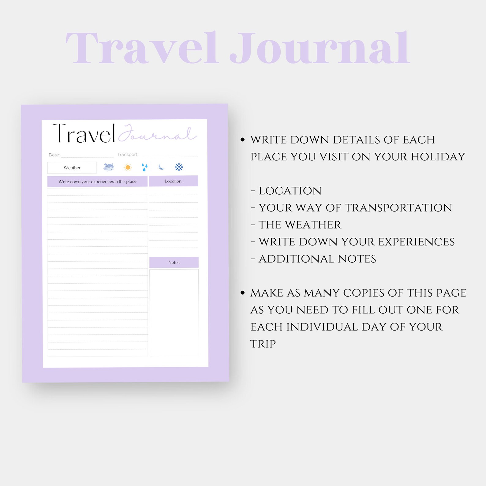 Printable Travel Planner Template | Travel Itinerary |travel Expenses ...