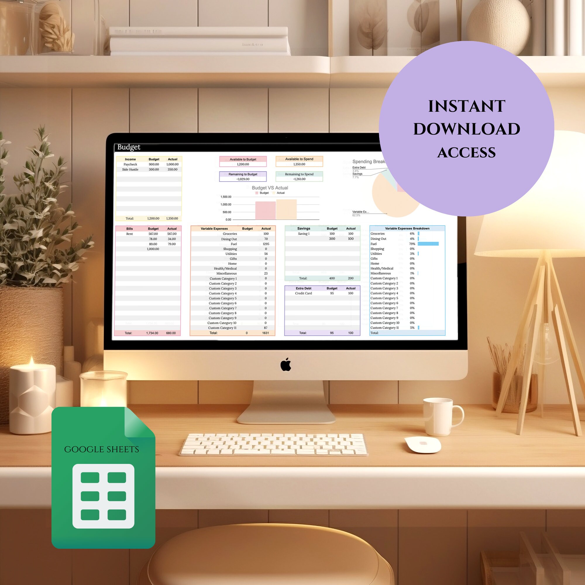 Income Budget Spreadsheet Template for Google Sheets, Budget Paycheck ...