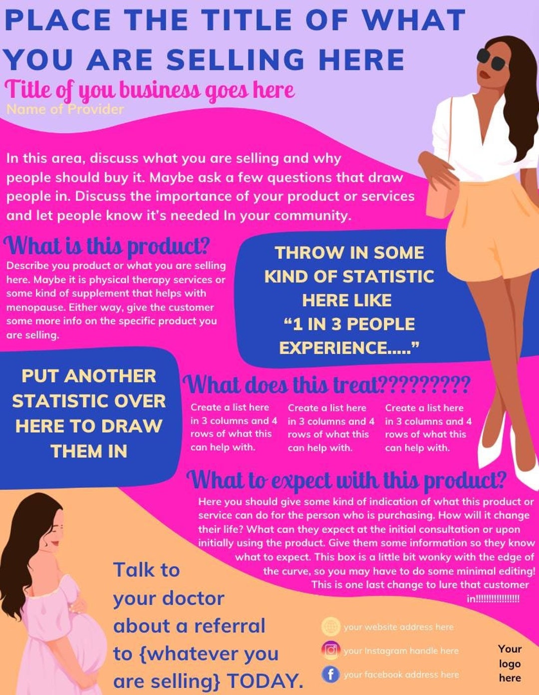 Women's Health and Pelvic Floor Downloadable Flyer Template; Colorful ...