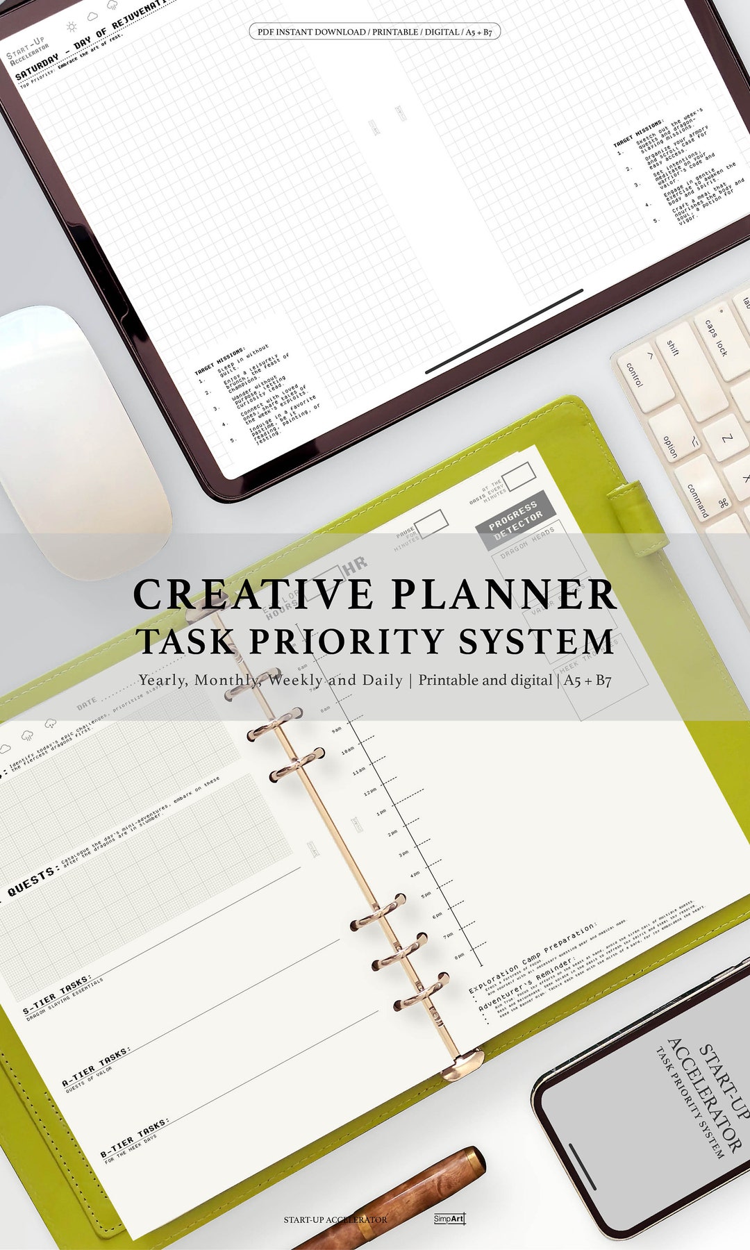 Yearly Planner Journal Daily Task Organize Goal Setting Template ...