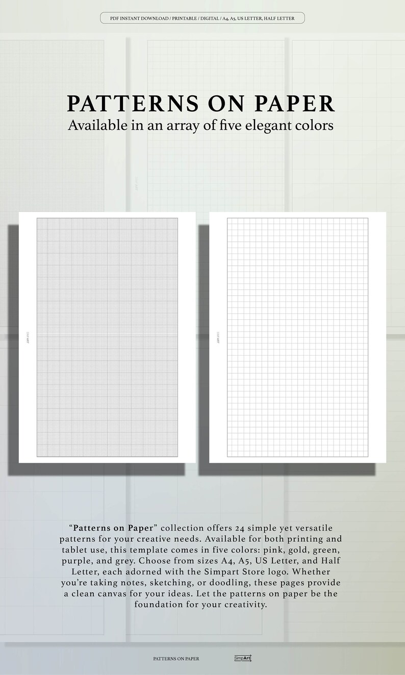 Basic Note Paper Pattern Template Line Grid Bundle Color Collection ...