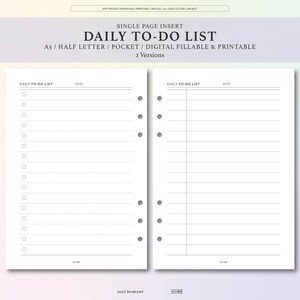 Compact Daily To-do List Planner Template - Printable Pocket, Mini ...