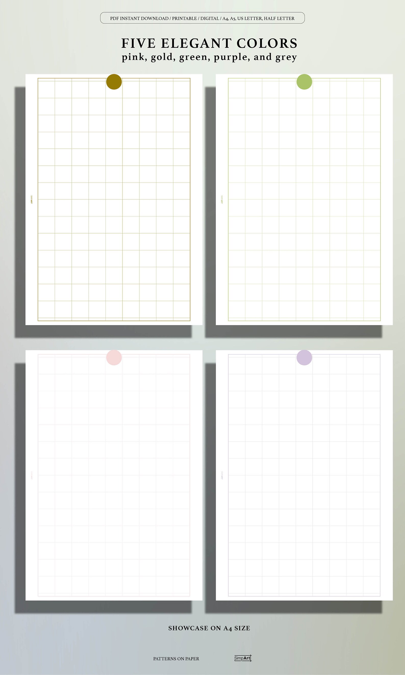 Basic Note Paper Pattern Template Line Grid Bundle Color Collection ...