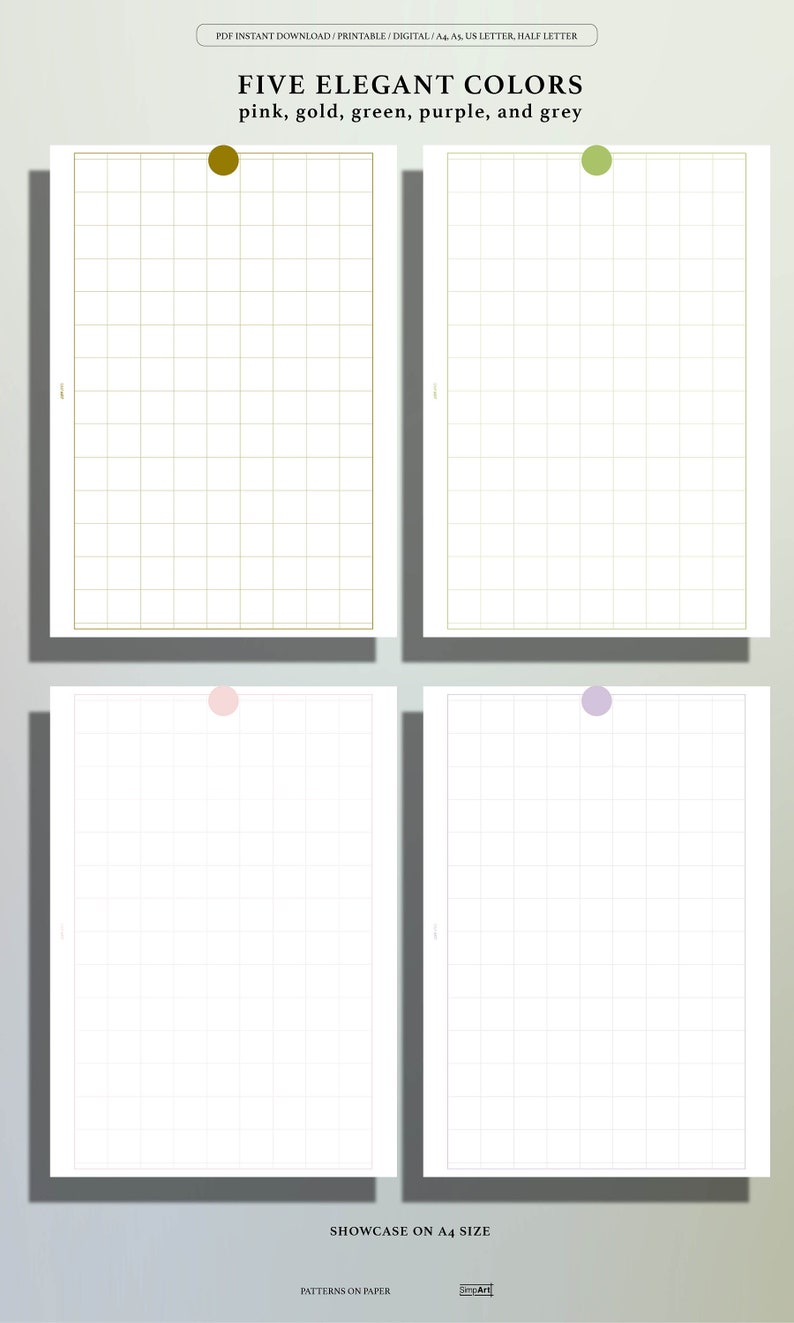 Basic Note Paper Pattern Template Line Grid Bundle Color Collection ...
