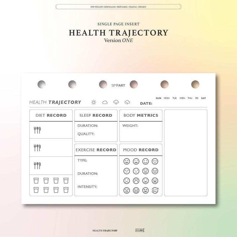 Daily Health Tracker Template | Wellness Collective | Tracking Planner ...
