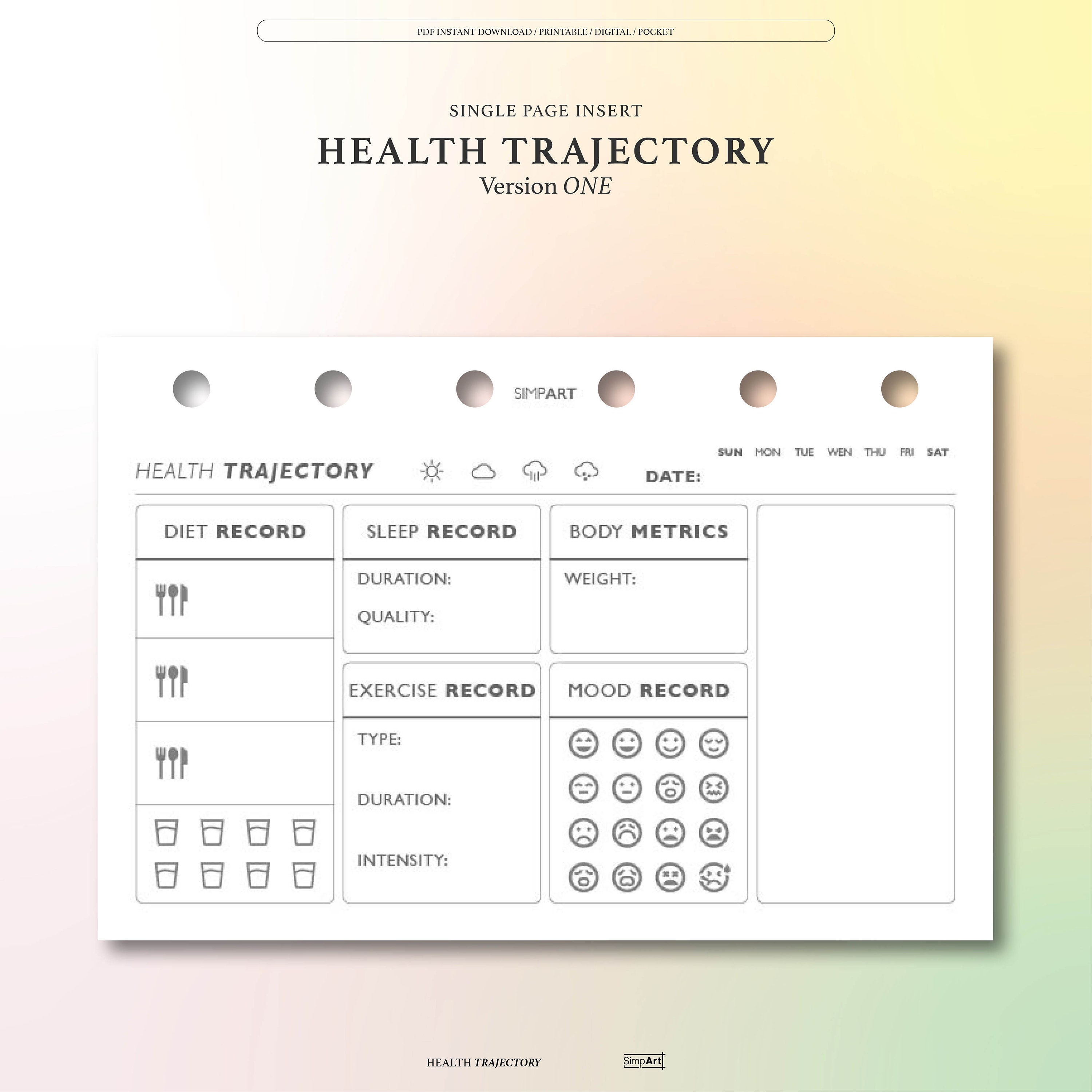 Daily Health Tracker Template | Wellness Collective | Tracking Planner ...