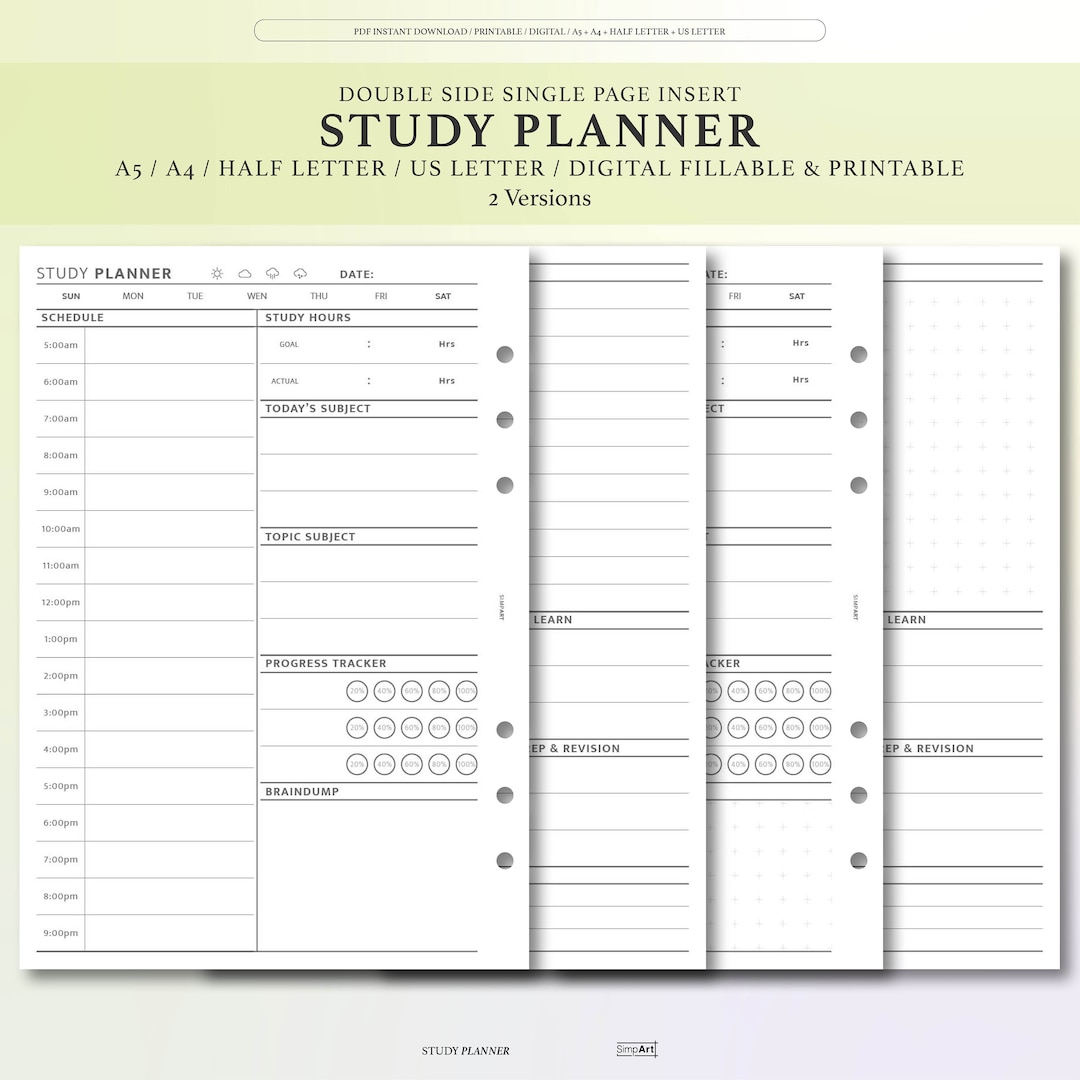 Ultimate Study Planner Printable A4 A5 PDF, Academic Organizer, Daily ...