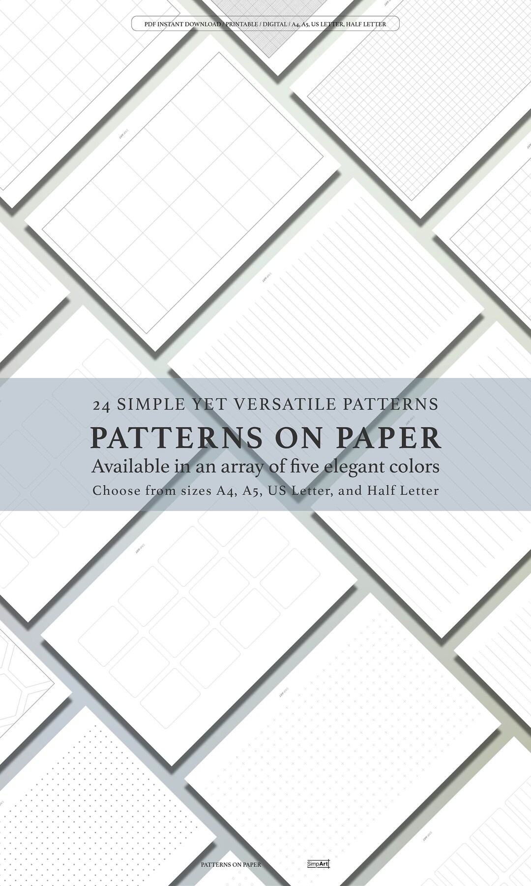 Basic Note Paper Pattern Template Line Grid Bundle Color Collection ...