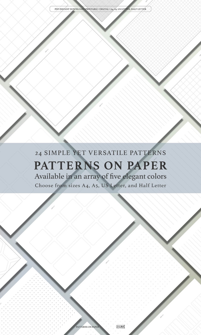 Basic Note Paper Pattern Template Line Grid Bundle Color Collection ...