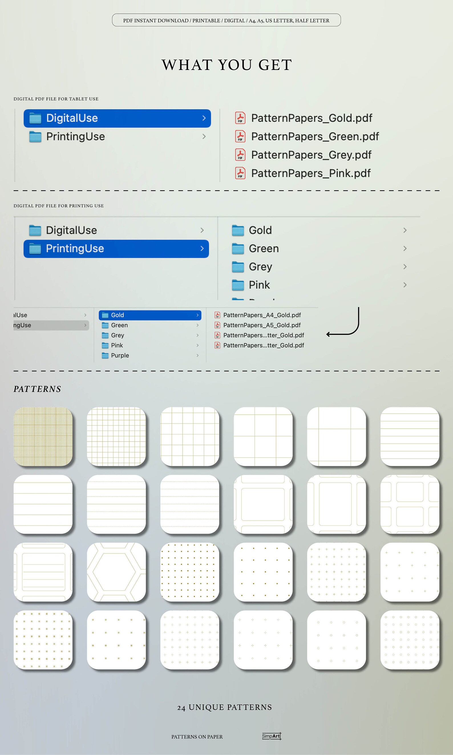 Basic Note Paper Pattern Template Line Grid Bundle Color Collection ...