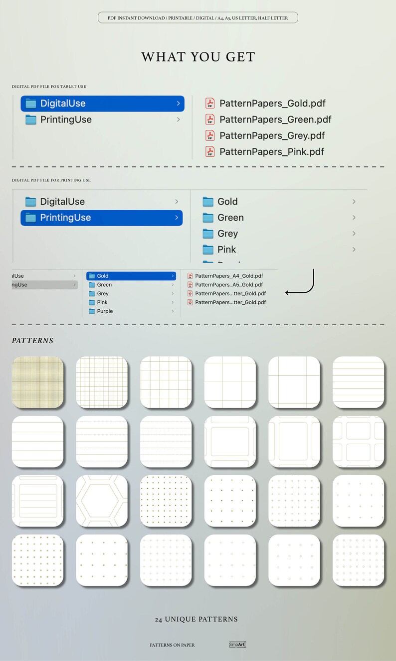 Basic Note Paper Pattern Template Line Grid Bundle Color Collection ...
