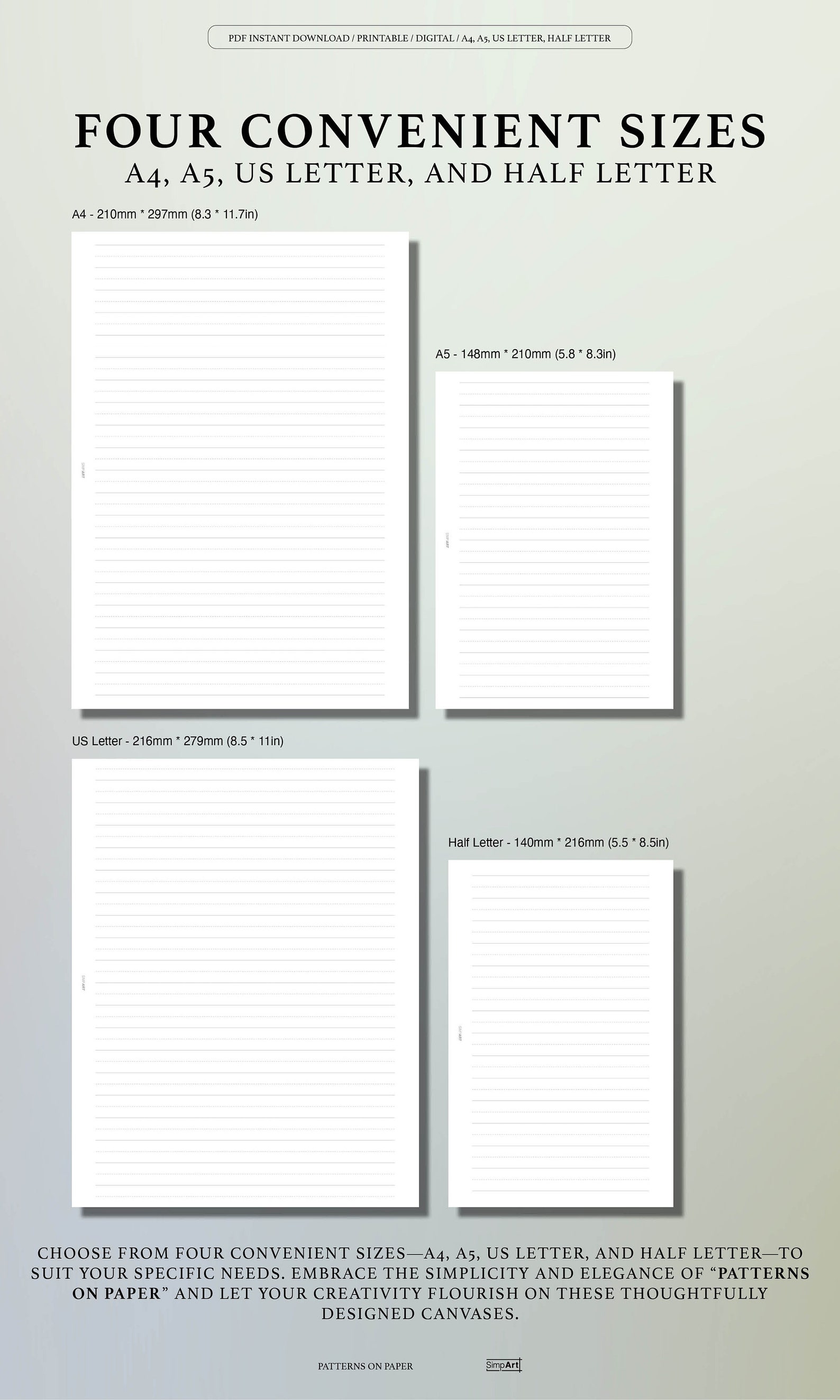 Basic Note Paper Pattern Template Line Grid Bundle Color Collection ...
