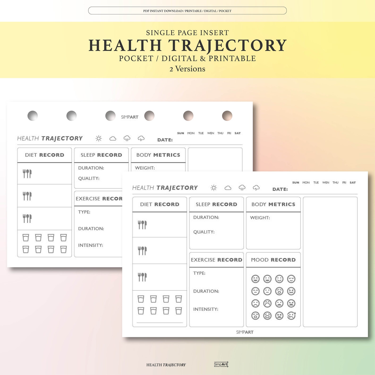 Daily Health Tracker Template | Wellness Collective | Tracking Planner ...