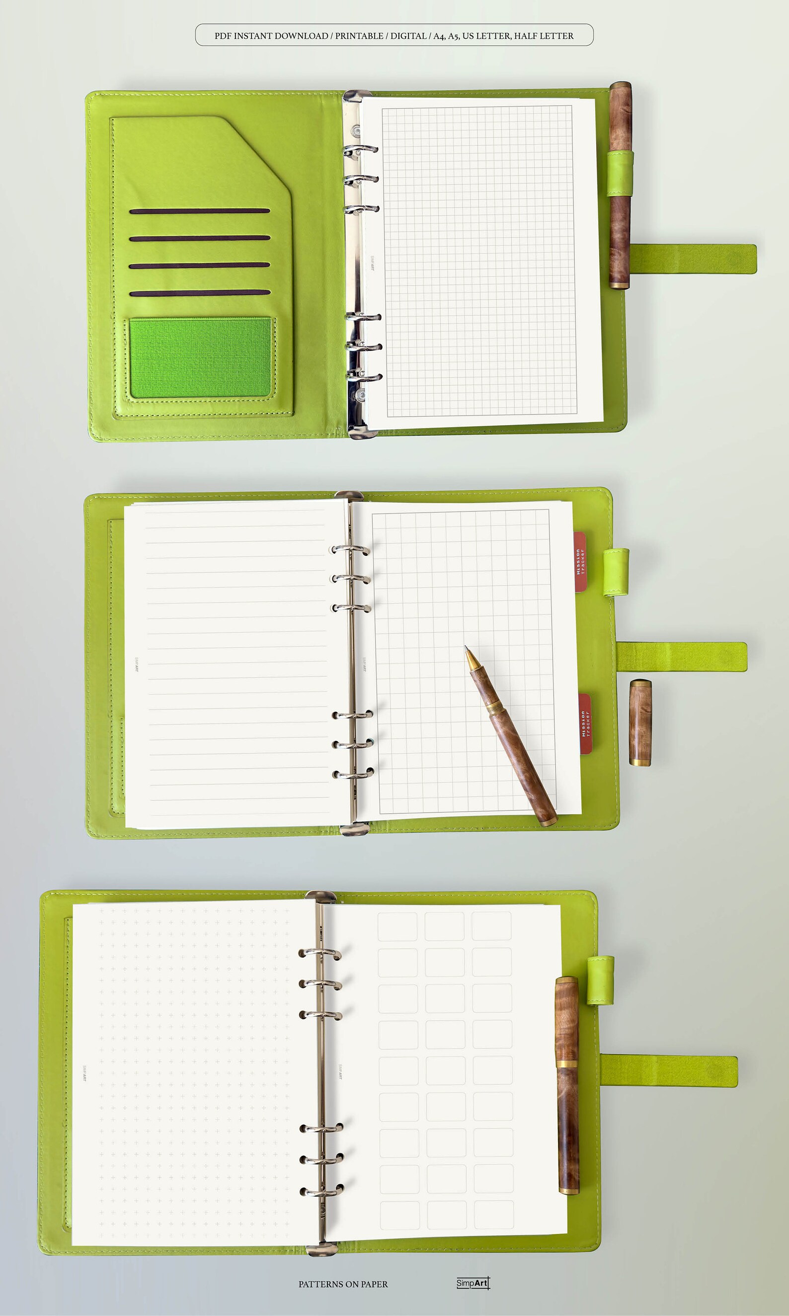 Basic Note Paper Pattern Template Line Grid Bundle Color Collection ...