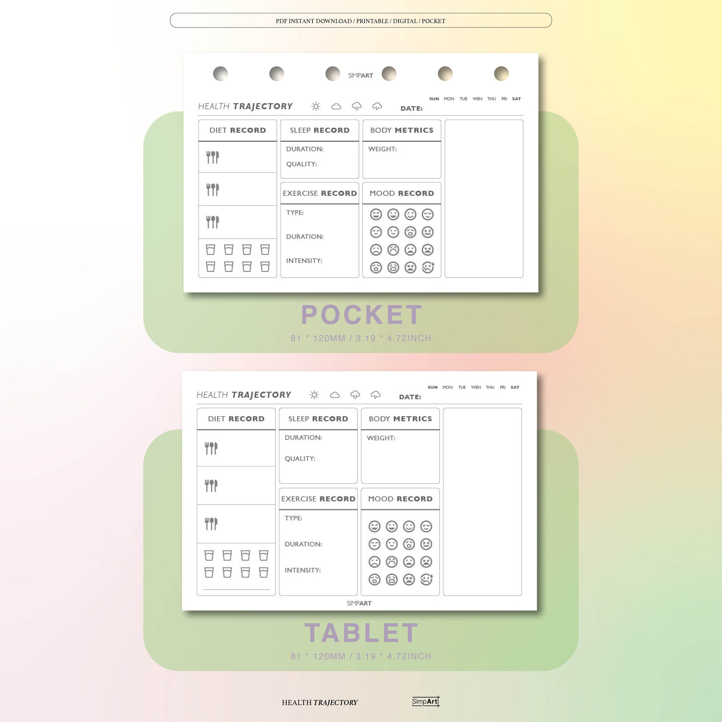 Daily Health Tracker Template | Wellness Collective | Tracking Planner ...