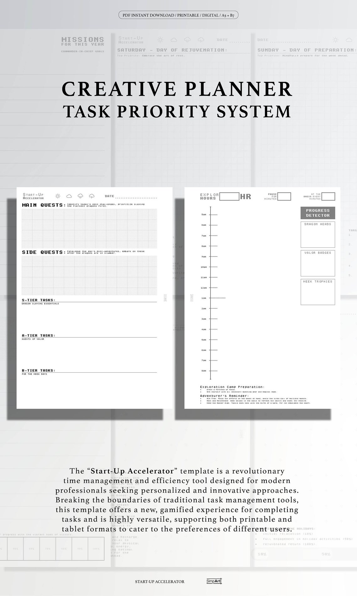 Yearly Planner Journal Daily Task Organize Goal Setting Template ...