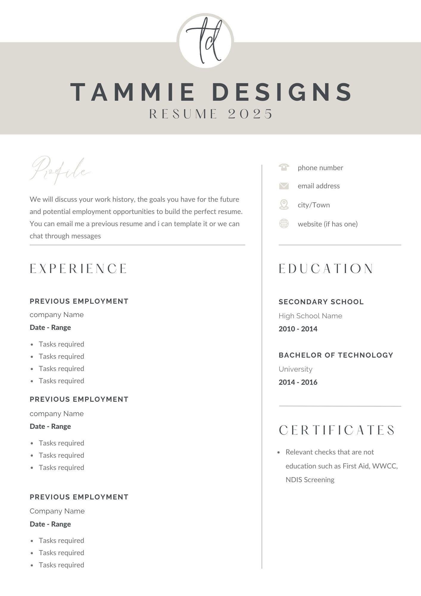 Custom Resume *made to Order* - Etsy