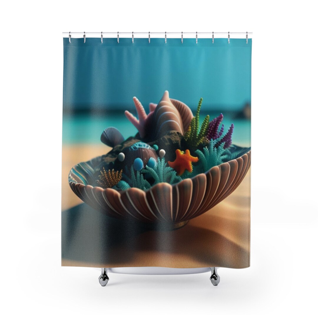 Seashell Theme Shower Curtain for Coastal Charm, Stylish Shower Curtain ...