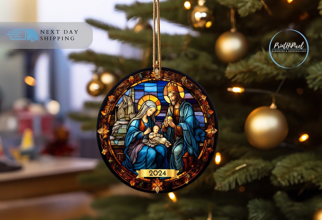 Ceramic Virgin Mary Glass Look Christmas Ornament, Collectible Keepsake ...