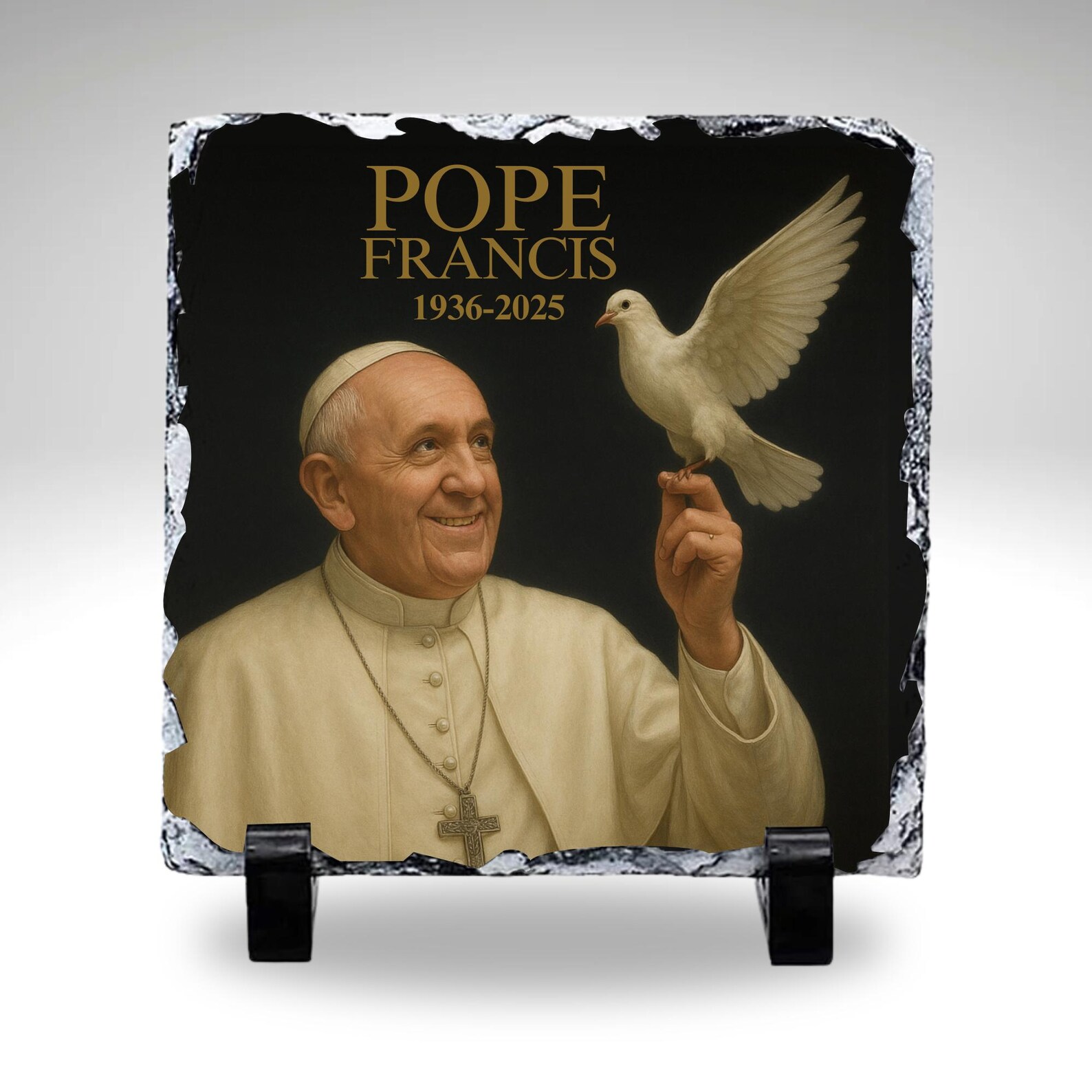 Pope Francis & the Dove of Peace Memorial Rock Slate, in Loving Memory ...