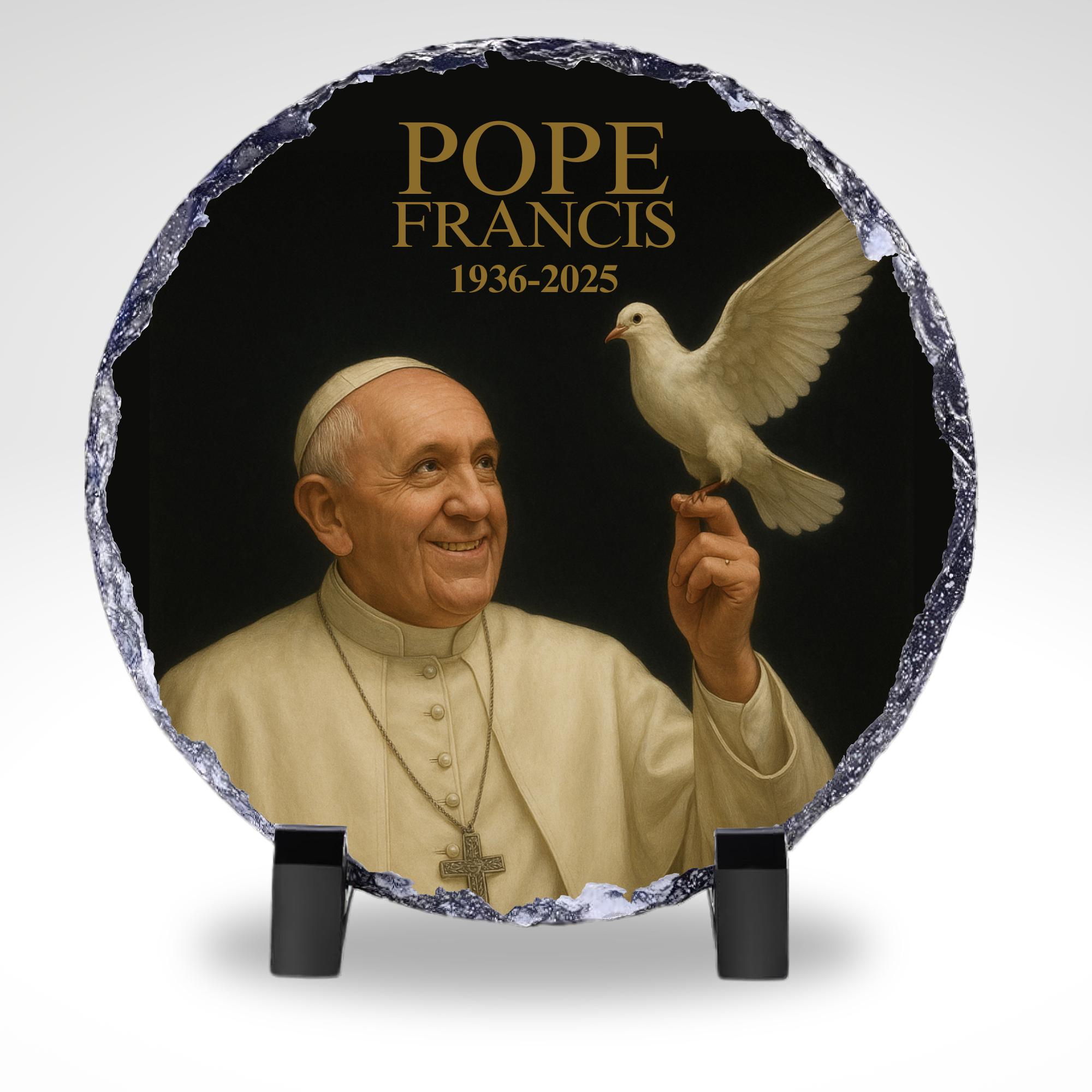 Pope Francis & the Dove of Peace Memorial Rock Slate, in Loving Memory ...