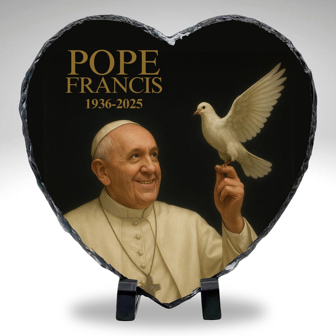 Pope Francis & the Dove of Peace Memorial Rock Slate, in Loving Memory ...
