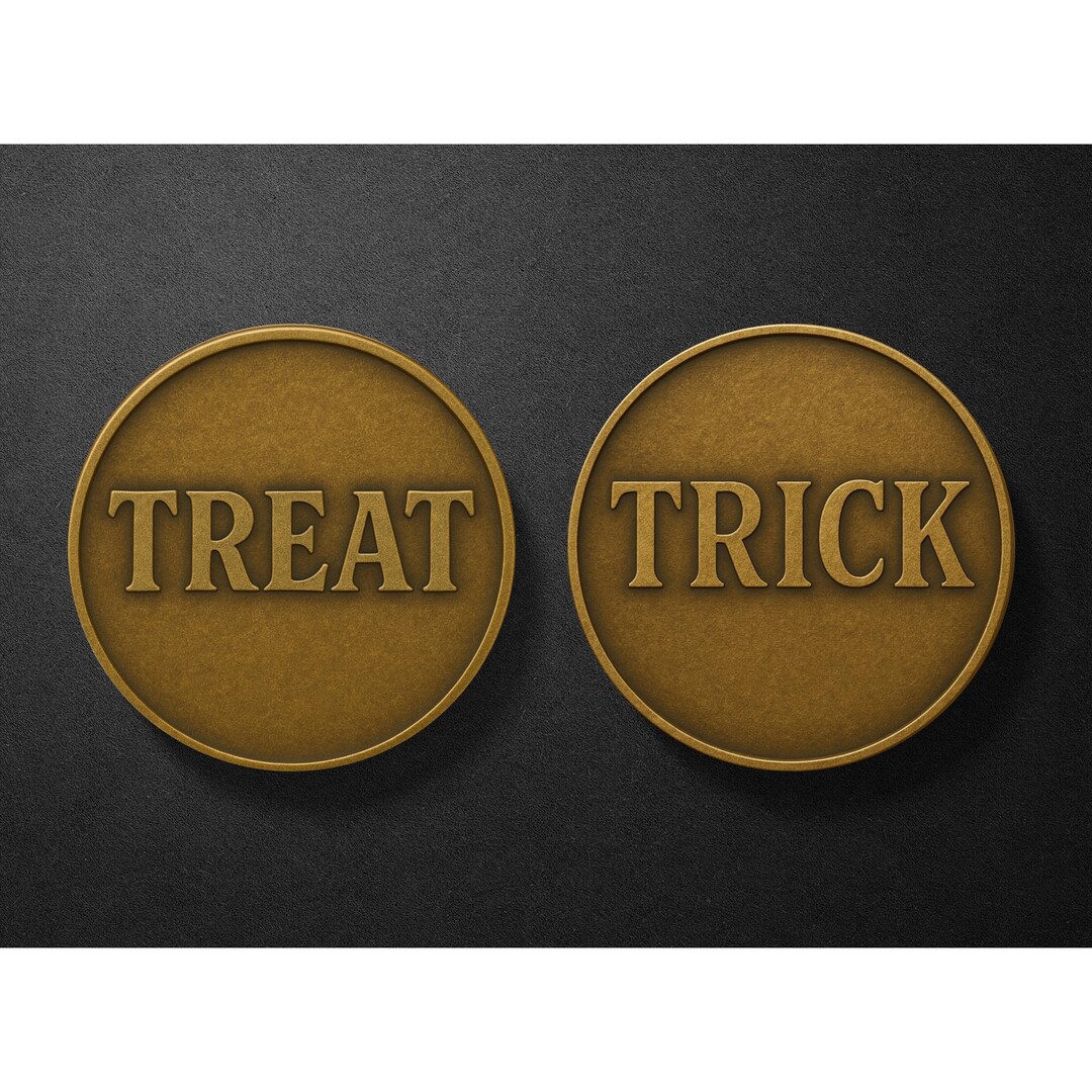 Trick or Treat Decision Coin, Halloween Game Token, Halloween ...
