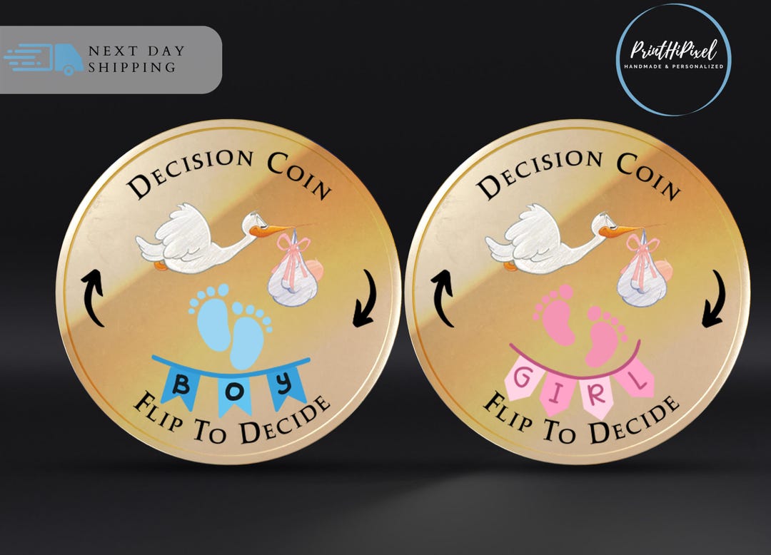 Boy or Girl Gender Decision Coin, Surprise Gender Reveal Announcement ...
