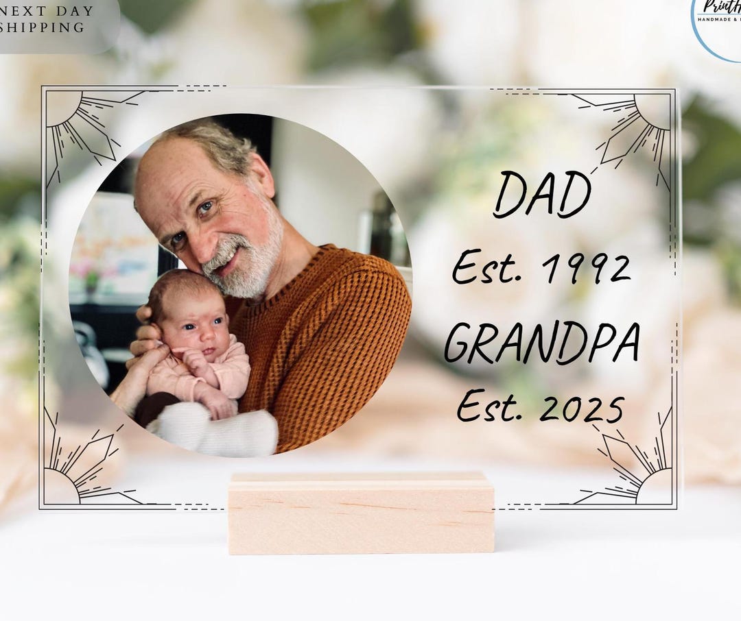 Personalized Acrylic Sign for Grandparents, New Grandpa Gifts Est 2025 ...