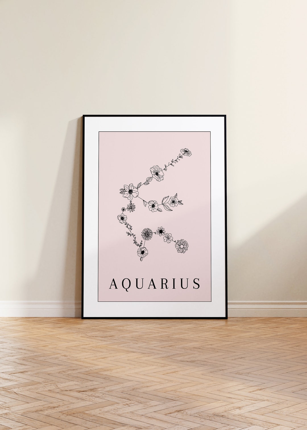 Aquarius Flower Constellation/star Sign Print/zodiac Print/astrology ...