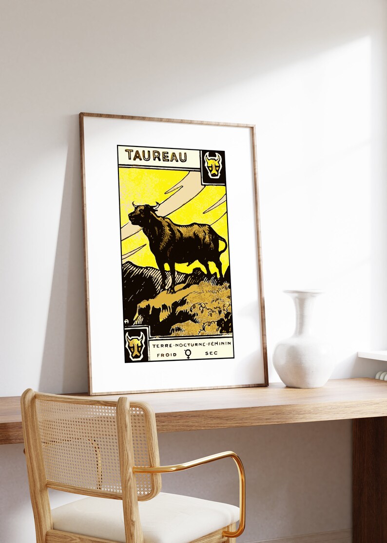 Taurus Poster, Zodiac Astrology Print, Star Sign Art, Modern Wall Art ...