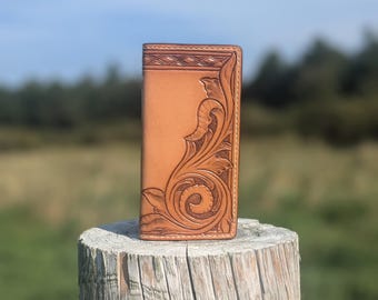 Roper Wallet, Cowboy Wallet, Custom Leather Tooled Wallet, Gift, Unique ...
