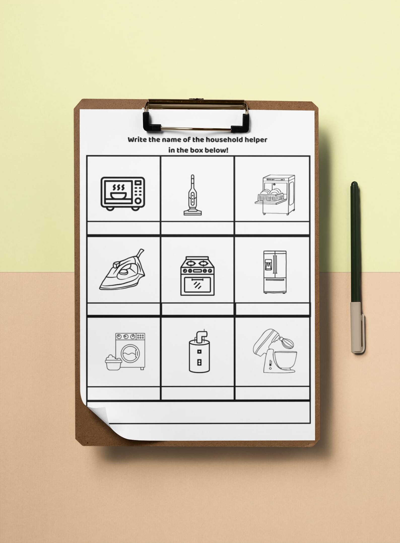 Household Appliance Worksheet Printable | Match & Write the Appliance ...