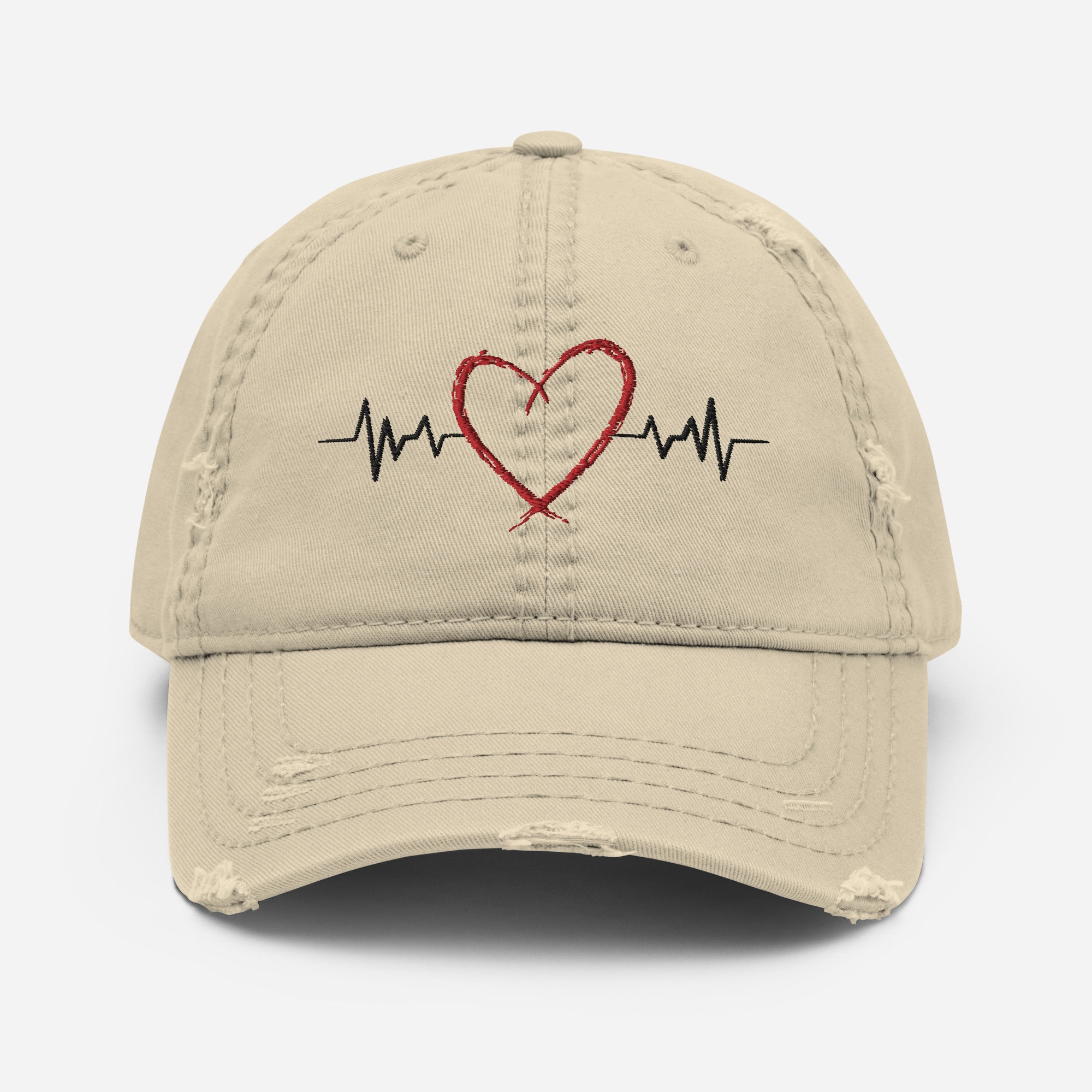 Heart Beat Cap. Heart Beat Hat. Matching Hat. Distressed Dad Hat. - Etsy