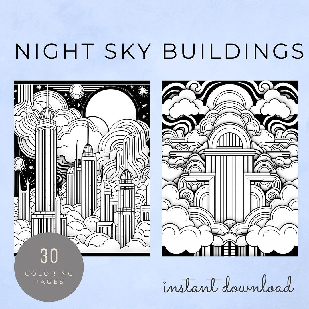 30 Art Deco Inspired Buildings Coloring Pages, Printable Pdfs, Coloring ...